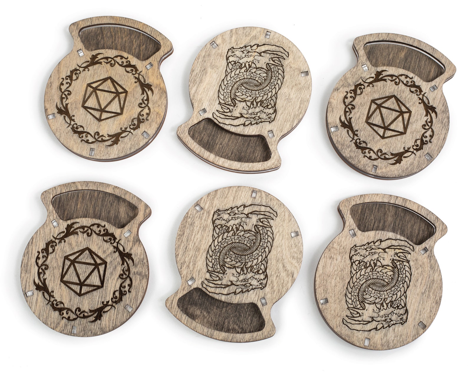 D&D Coasters / Set of 5 Wooden Dice Tray Coasters for RPG and | Etsy