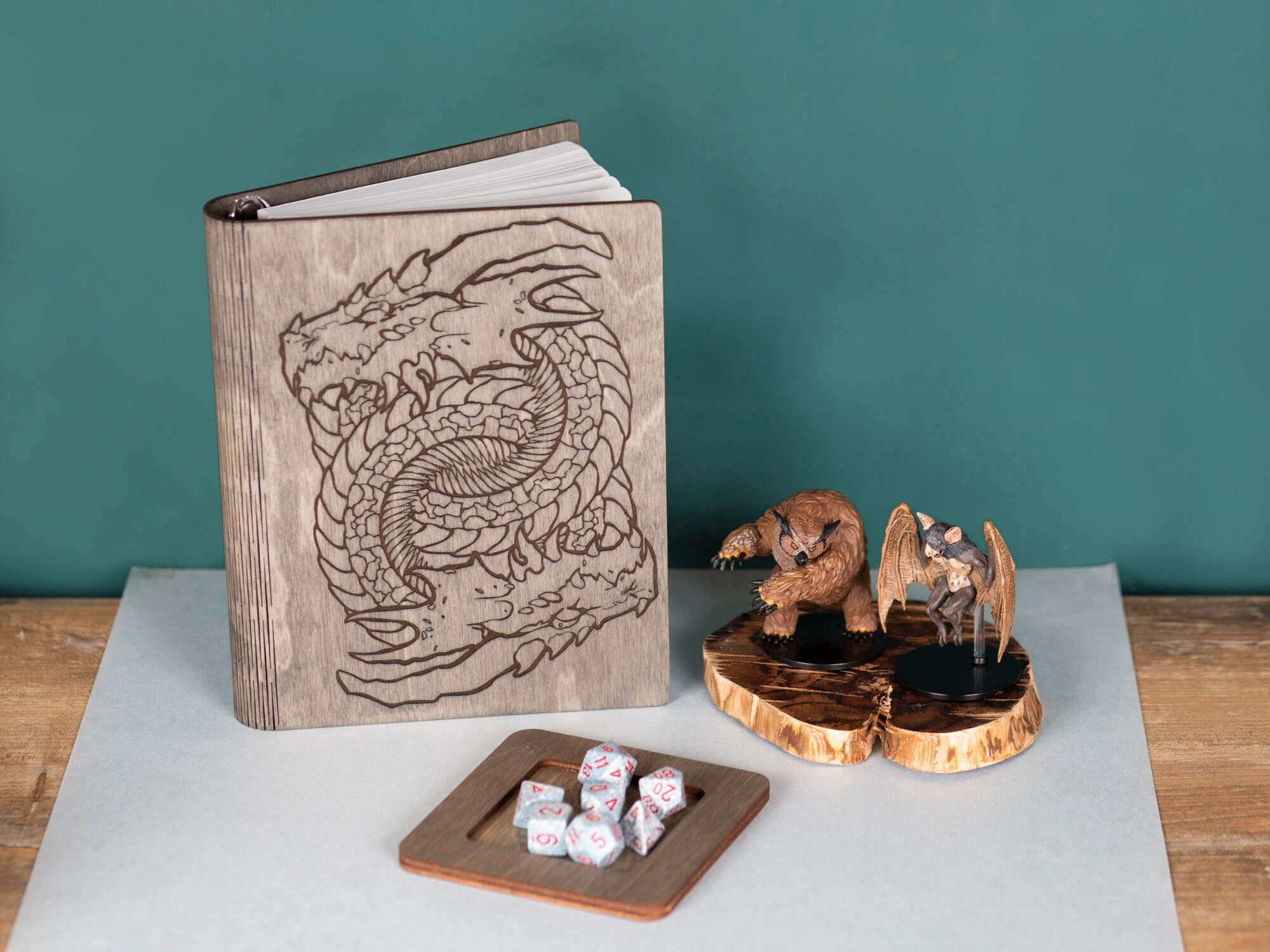 Wooden DnD Notebook with 80 Blank Pages by Smonex / A5 Dragon | Etsy