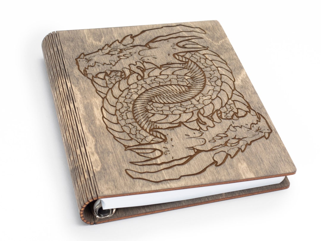 Wooden Dnd Notebook With 80 Blank Pages by Smonex / A5 Dragon Notepad ...
