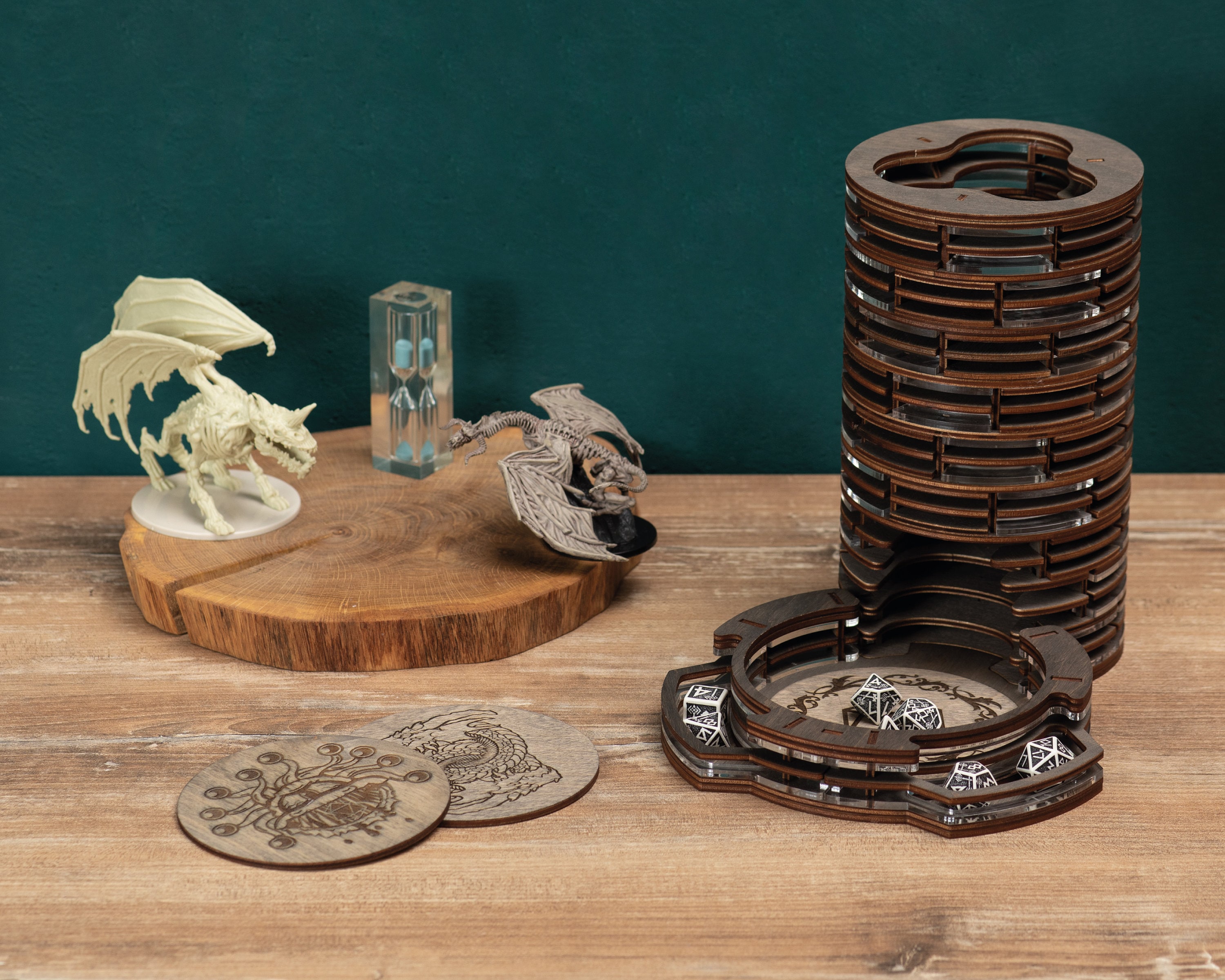 Wooden D&D Dice Tower With Dice Tray and 3 Inserts dice - Etsy