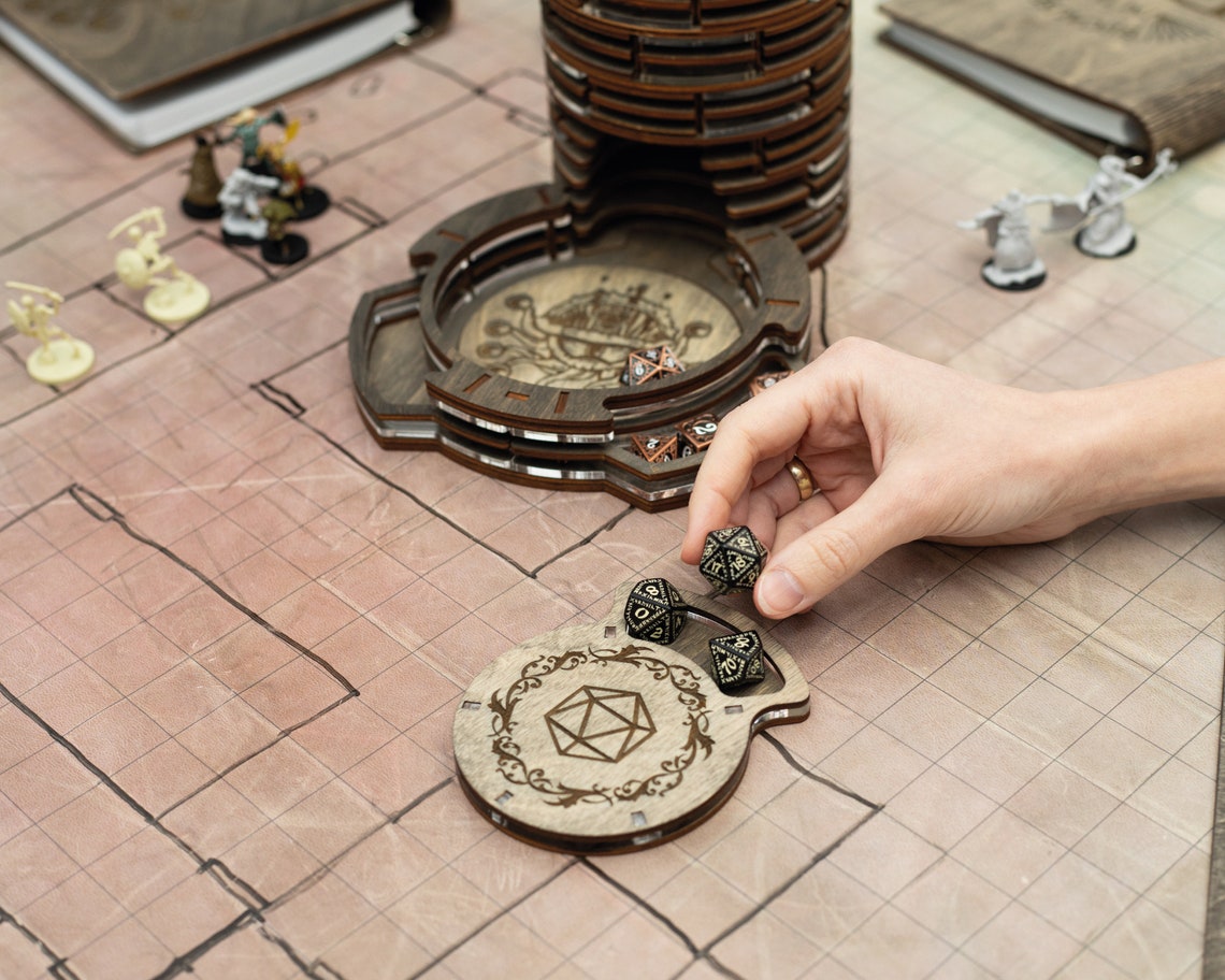 D&D Coasters / Set of 5 Wooden Dice Tray Coasters for RPG and | Etsy