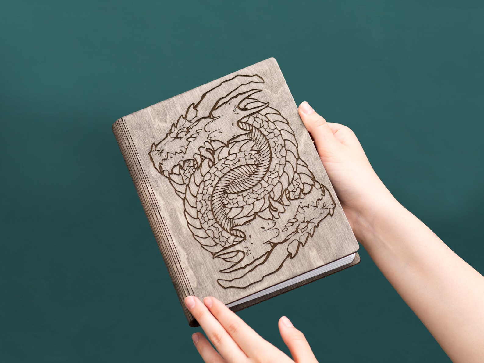 Wooden Dnd Notebook With 80 Blank Pages by Smonex / A5 Dragon Notepad ...