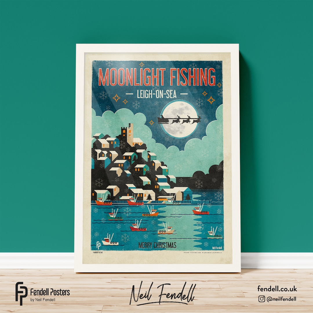 Moonlight Fishing Poster A4, A3 & A2 Sizes - Etsy