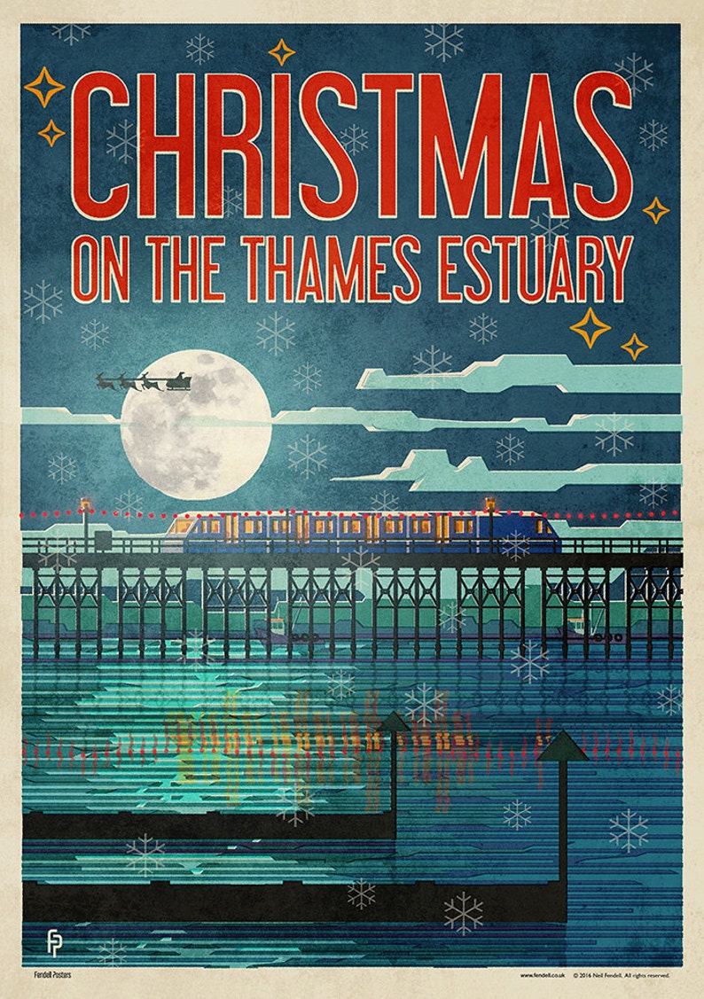 Christmas on the Thames Estuary Poster A4 & A2 Sizes - Etsy UK