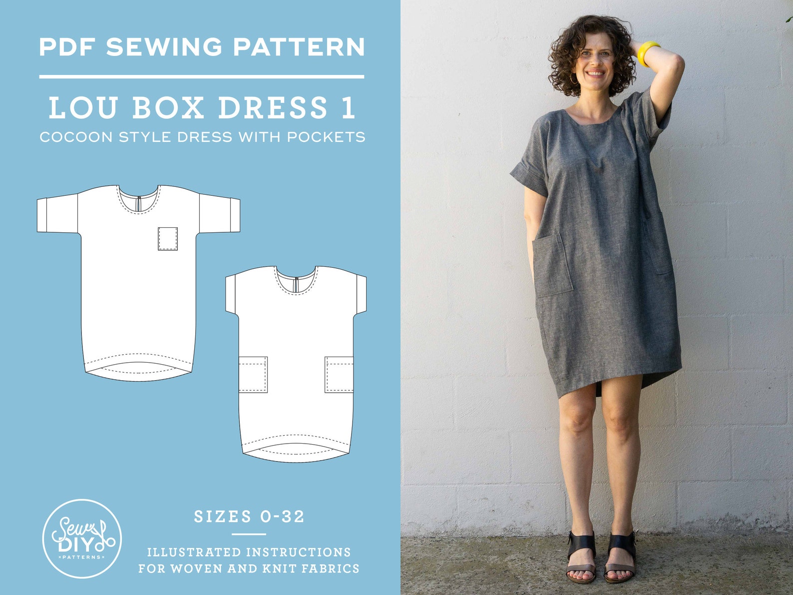 Dress Pattern Cocoon Style Dress Lou Box Dress 1 PDF - Etsy