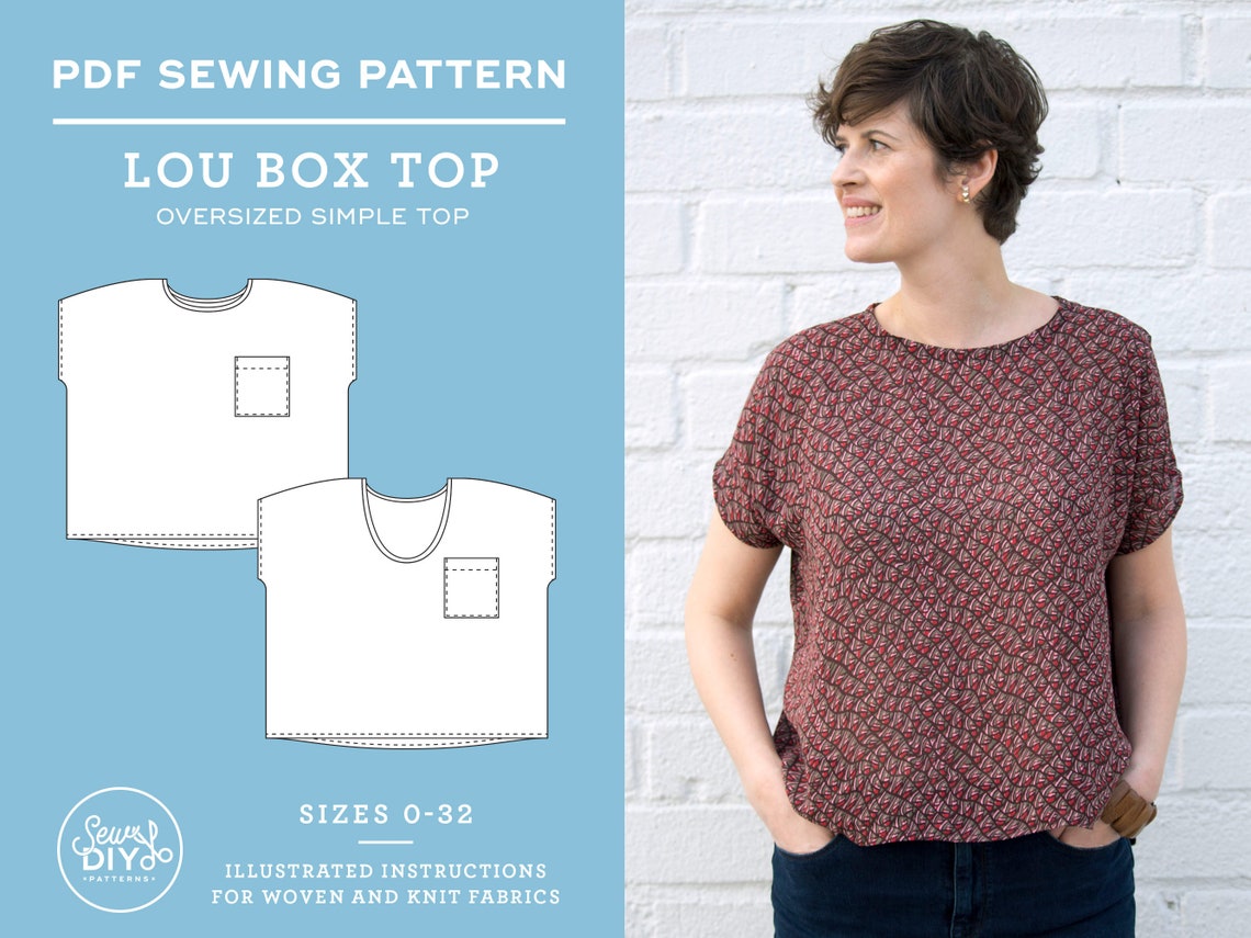 Box Top Pattern Oversized Blouse Lou Box Top PDF Sewing - Etsy