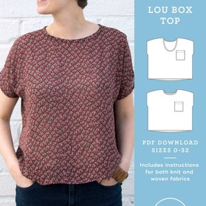 Box Top Pattern | Oversized Blouse | Lou Box Top PDF Sewing Pattern ...