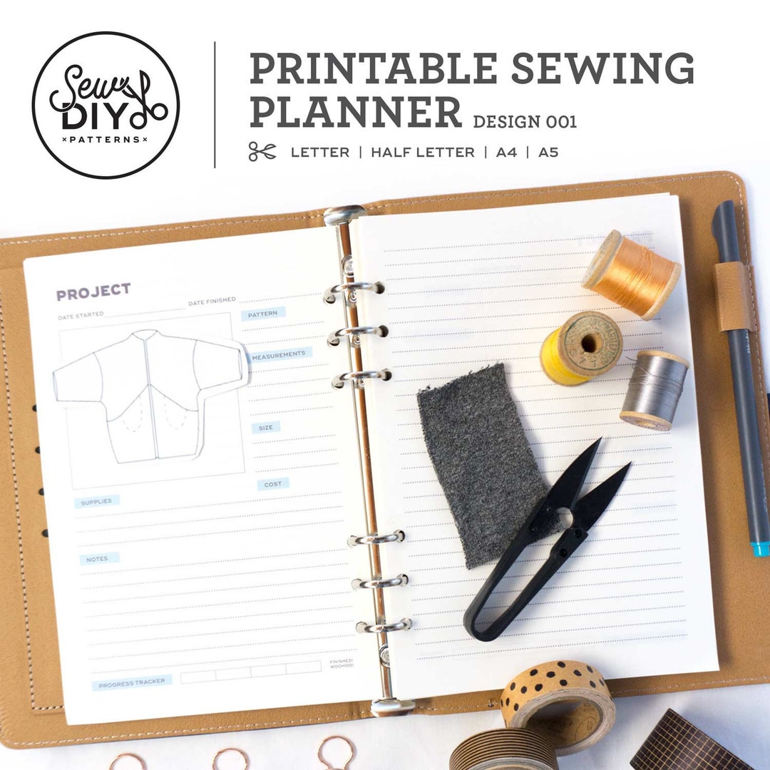 Printable Sewing Planner PDF Download Design 001 - Etsy