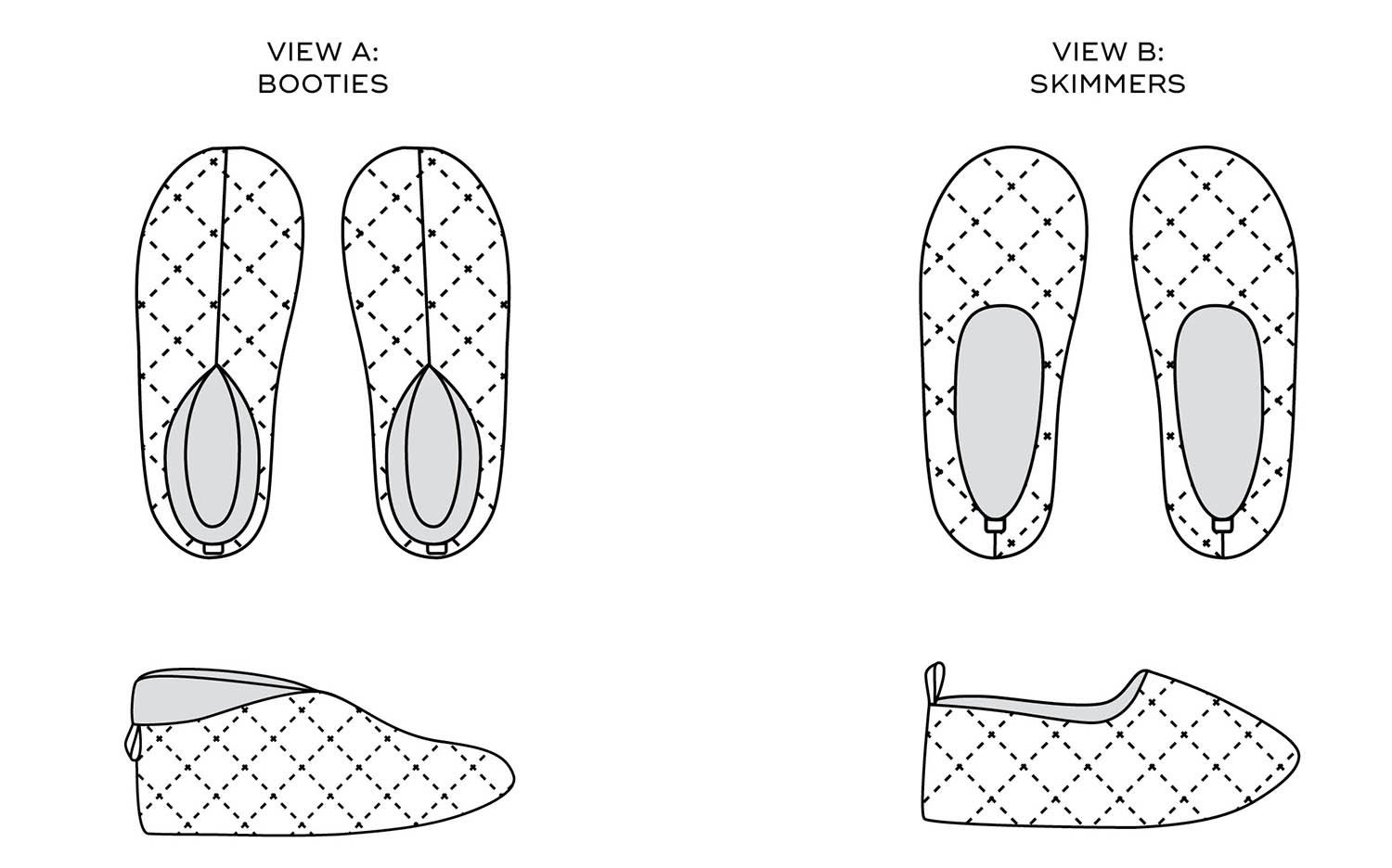 Quilted Slippers PDF Sewing Pattern: Bootie & Skimmer Styles - Etsy