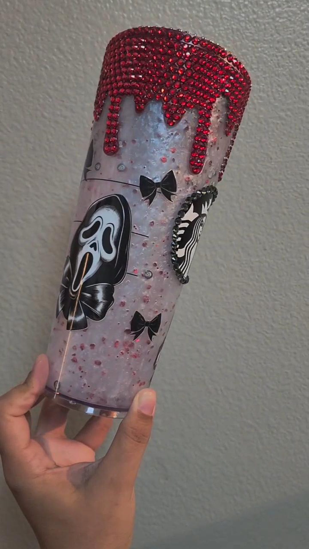24 Oz Venti Ghostface Scream Starbucks Tumbler Snowglobe Rhinestone ...