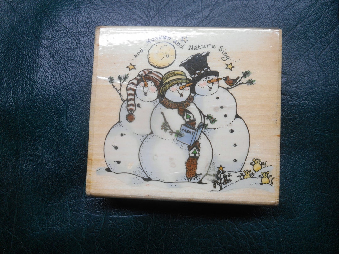 Vintage Rubber Stamp Winter Snowman Wood Mounted Stamps From Uptown ...