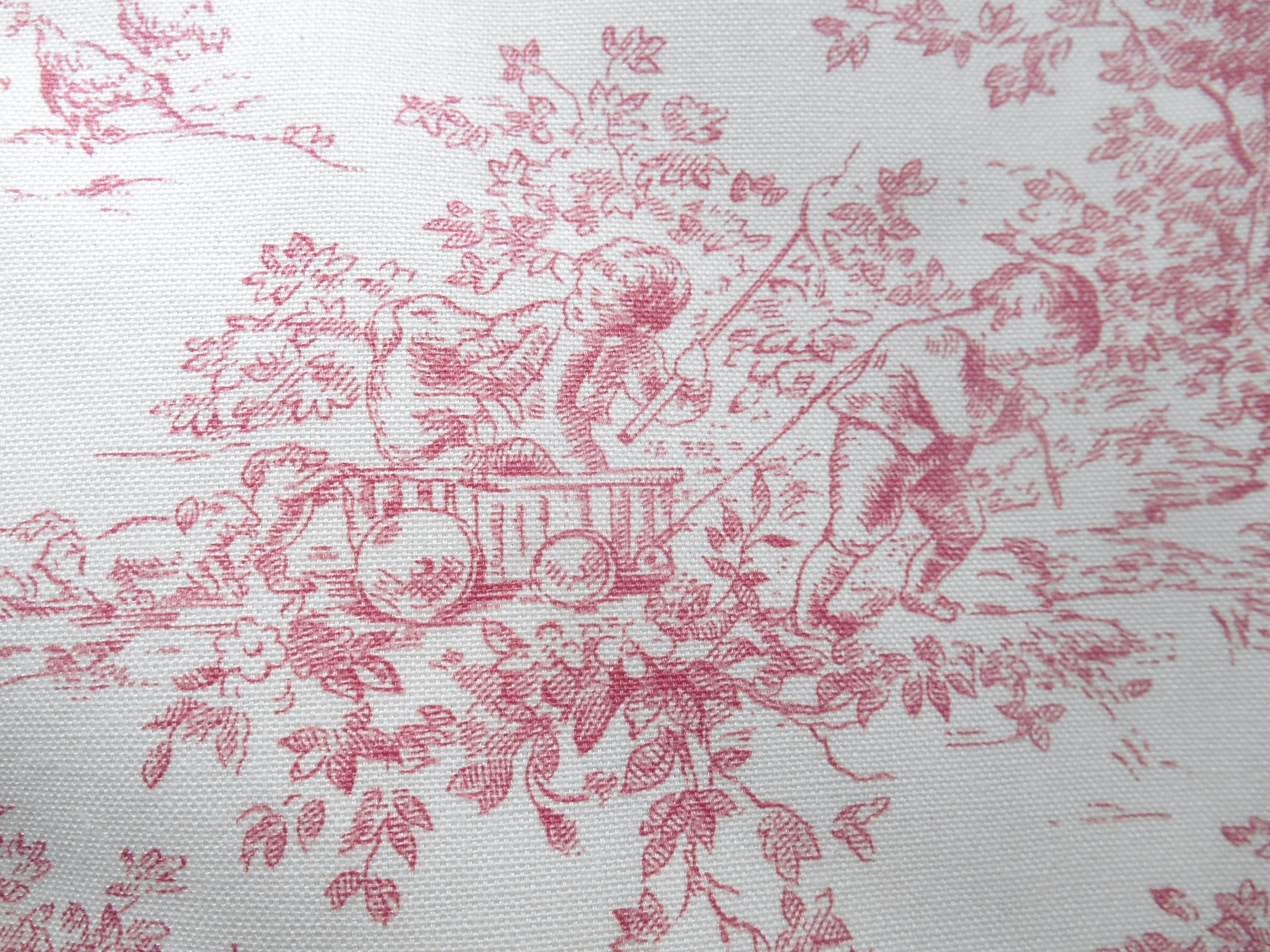 Pink And White Toile Fabric