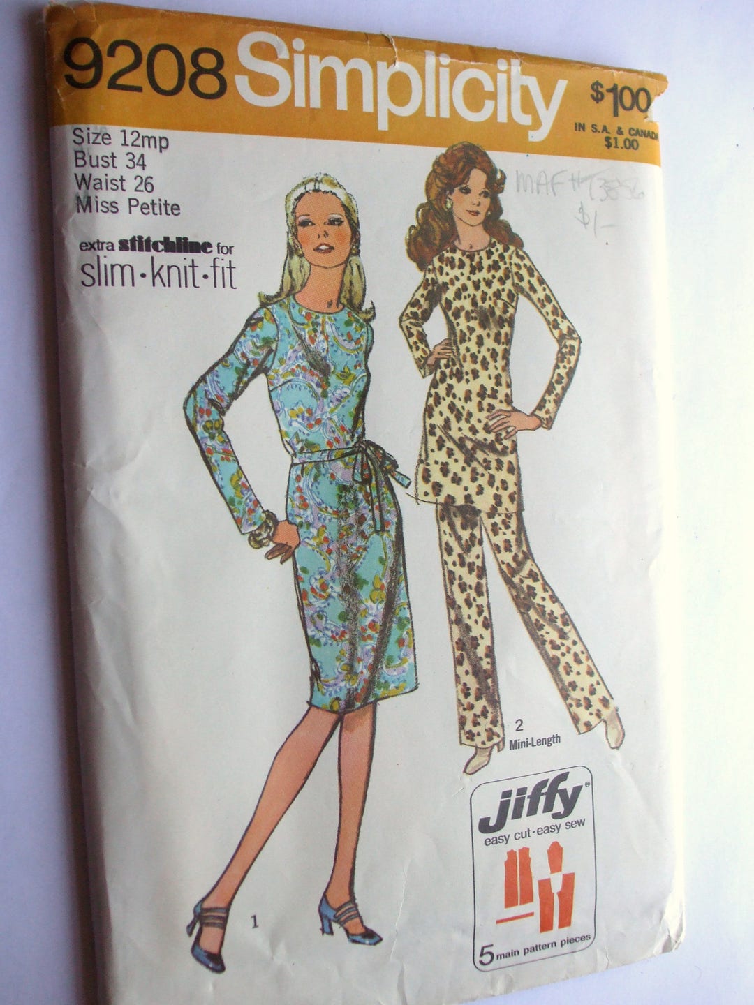 Simplicity 9208 Size 18, Miss Petites' and Misses' Jiffy Dress, Tunic ...