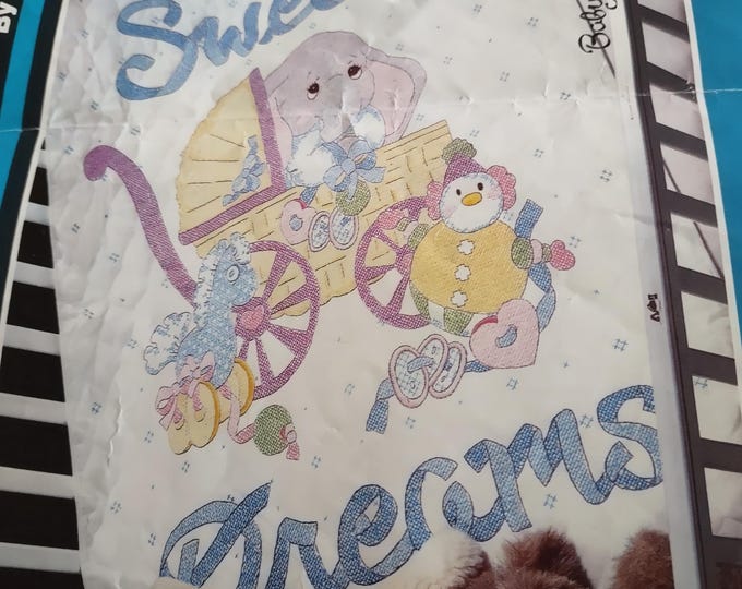 Elephant Baby Snoozle Pre Quilted Kit Stamped Embroidery Bucilla 30" X ...