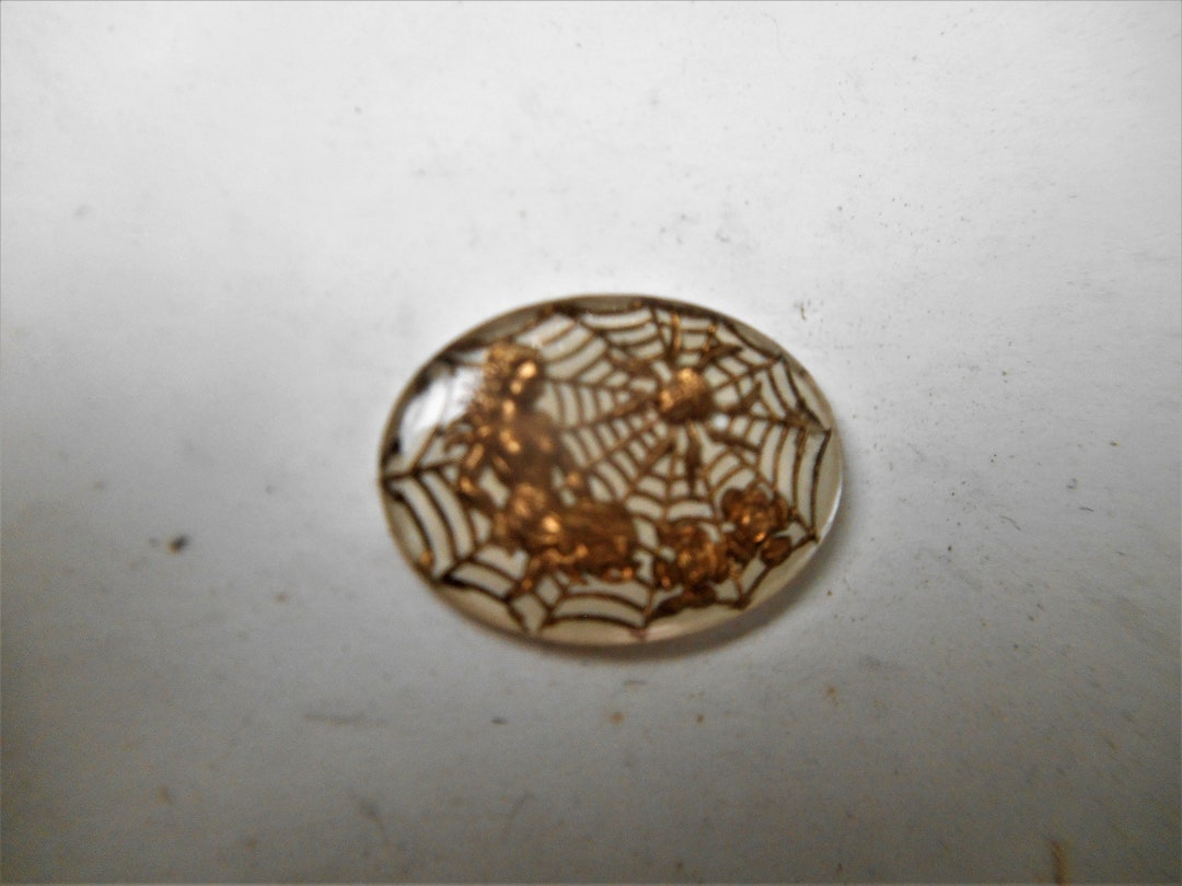Vintage German Glass Reverse Intaglio Cabochon - Woman and Spider ...