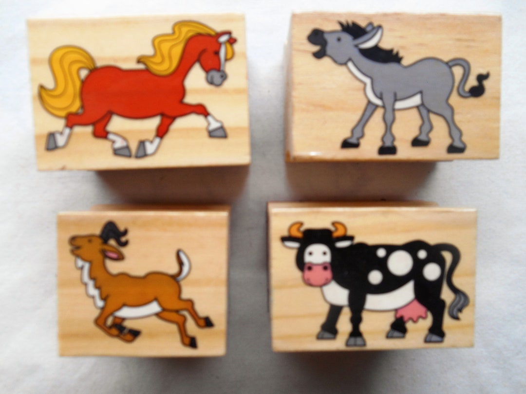 Farm Animal Rubber Stamps Cow, Horse, Mule and Goat /lot of 4 S2 - Etsy