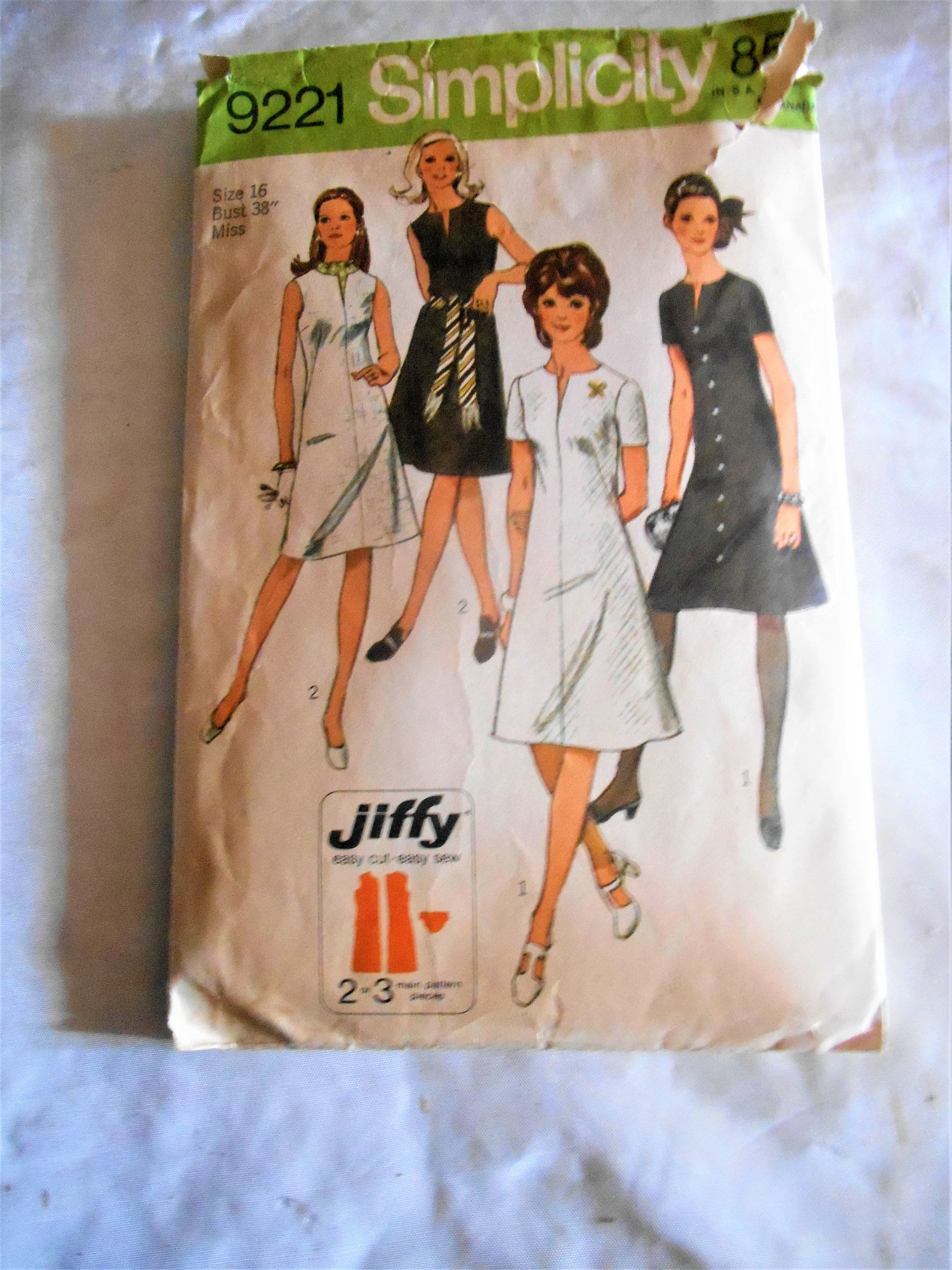 Simplicity 9221 Sewing Pattern Vintage 70's Dress CUT Size 16 RARE - Etsy