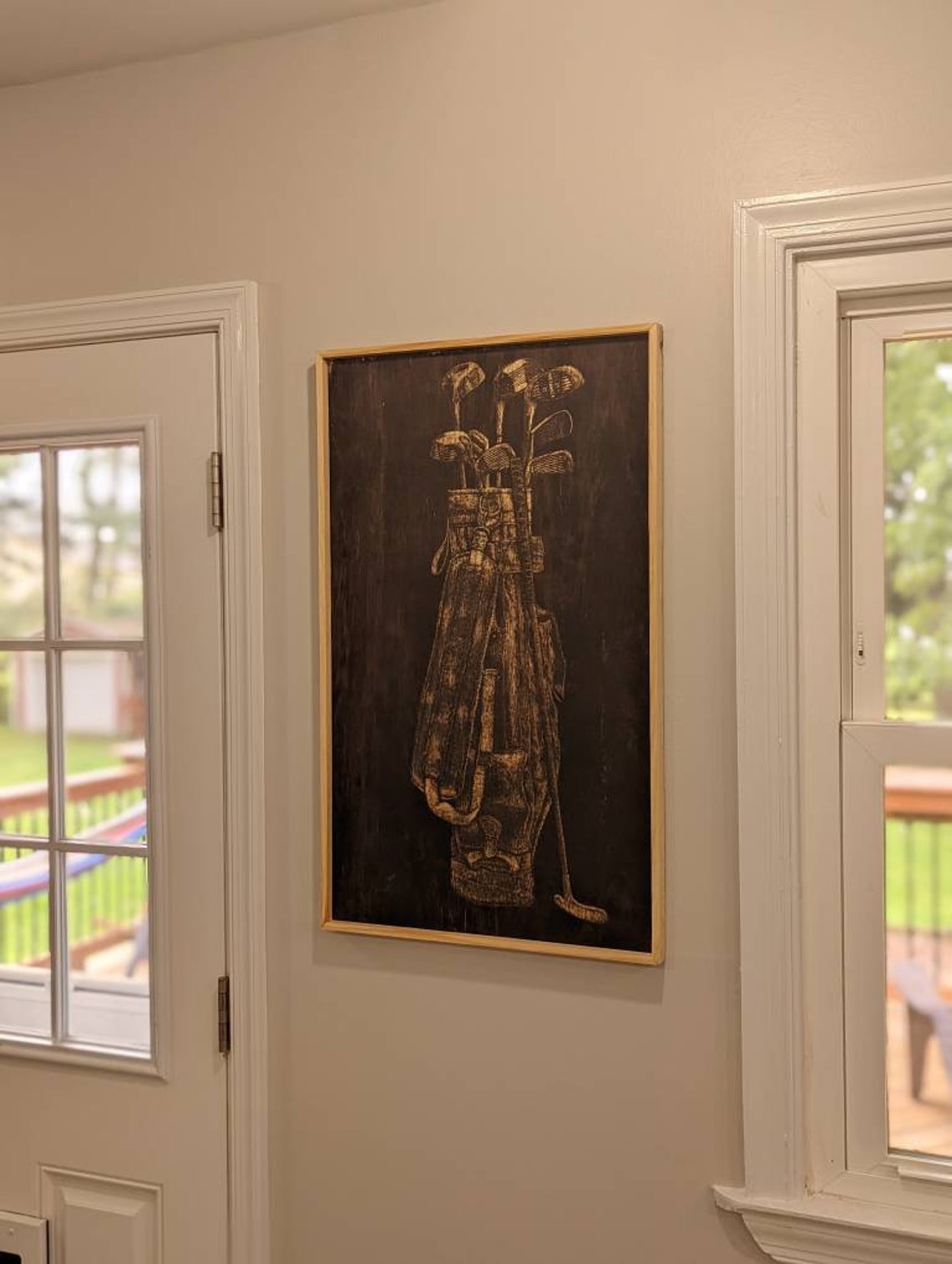 Handmade Vintage Golf Clubs Wall Art | Original Wood Carving Pyrography ...