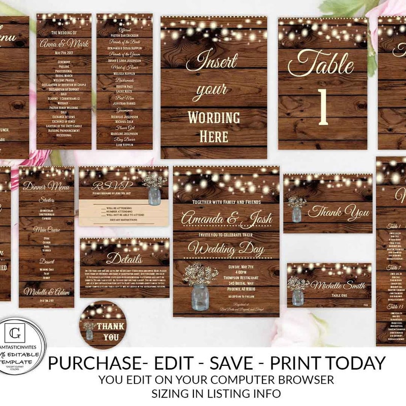 Rustic Wedding Invitations - Etsy