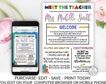 Meet the Teacher Editable Template Back to School Welcome - Etsy