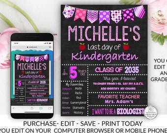 Last Day of School Sign Chalkboard Template Instant Download | Etsy