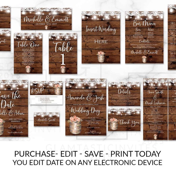 Rustic Wedding Invitation - Etsy