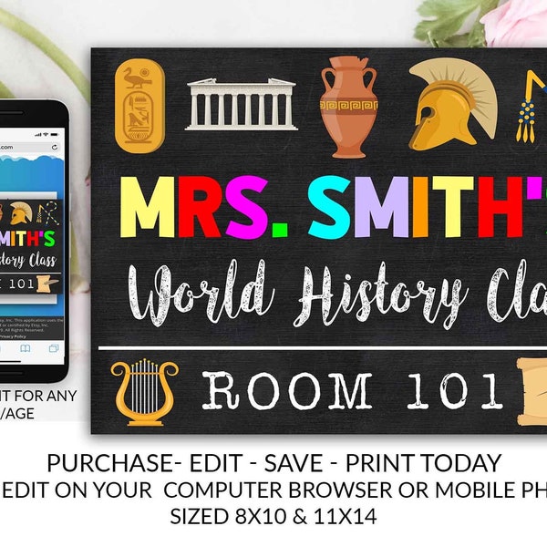 History Teacher Classroom Sign - Etsy