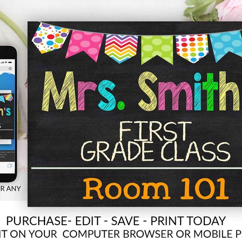 Editable Teacher Door Sign Reusable Teachers Classroom Etsy