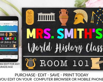History Teacher Door Sign - Etsy