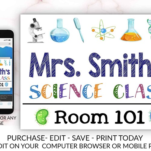 Science Teacher Classroom Sign Template Instant Download - Etsy