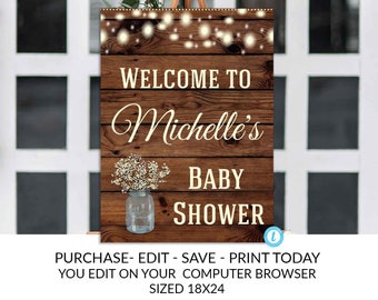 Rustic Baby Shower Welcome Sign Welcome to Baby Shower Sign - Etsy