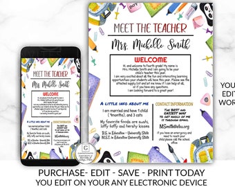 Meet the Teacher Editable Template Back to School Welcome - Etsy