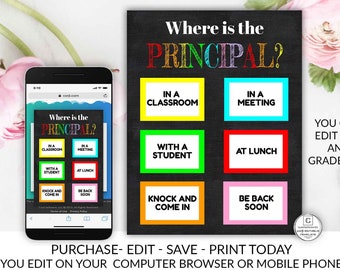 EDITABLE Where is the Teacher Classroom Door Sign Instant - Etsy