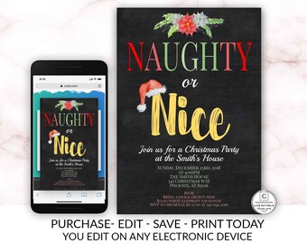 Naughty or Nice Party Invitation - Etsy