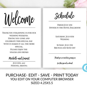 Wedding Welcome Note Template, Welcome Note, Wedding Template, Welcome ...