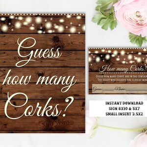 How Many Corks Game, Guess How Many Corks, Rustic Shower Game, Rustic ...