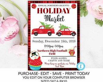 EDITABLE Holiday Craft Fair Flyer Christmas Craft Show Invitation ...