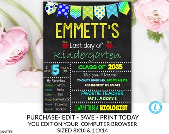 Last day of School Sign Chalkboard Template Girl Instant | Etsy