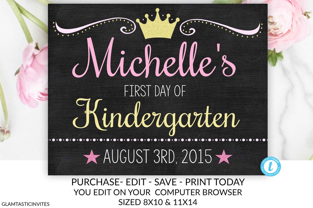 First Day of School Chalkboard Sign Template Printable Editable ...