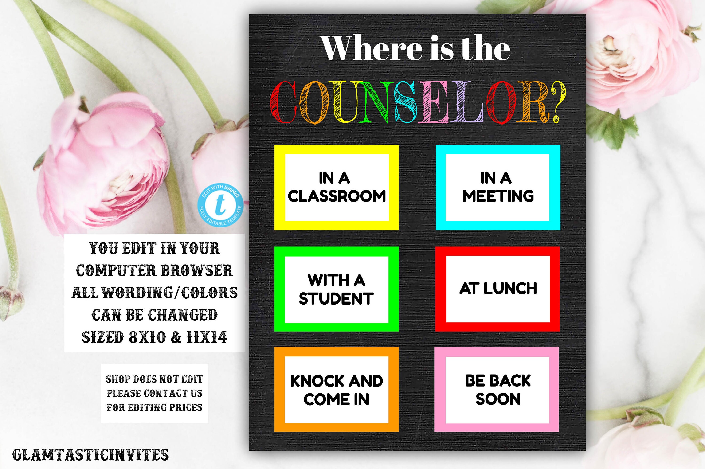 Where is the Counselor Sign Template Counselor Chalkboard | Etsy