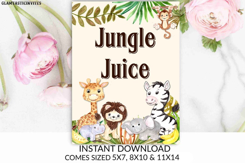 Safari Jungle Juice Sign Jungle Baby Shower Sign Safari Baby - Etsy