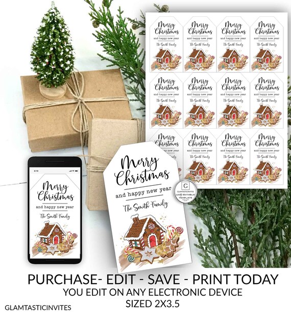 Personalizable Christmas Gift Tags, Printable Christmas Tags, Editable ...