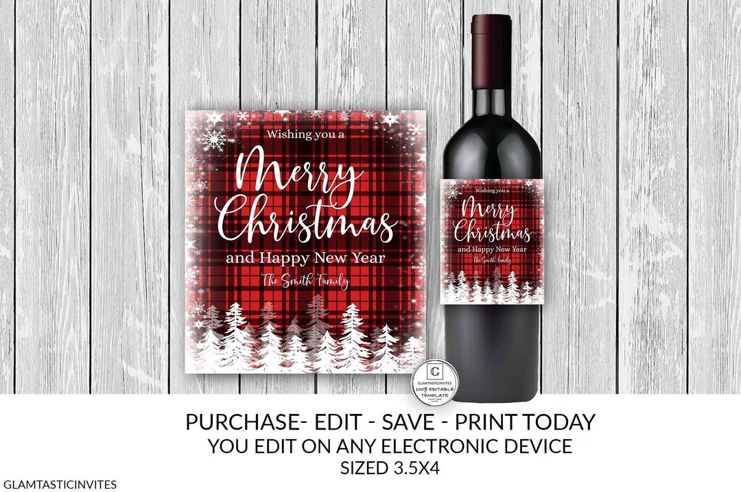 Printable Editable Christmas Wine Label, Holiday Wine Label, Teacher ...