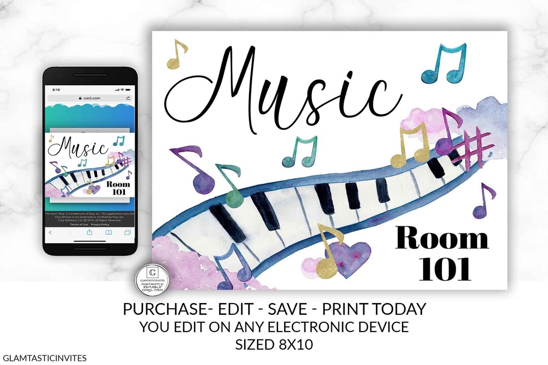 Music Classroom Sign Template Instant Download Editable Printable ...