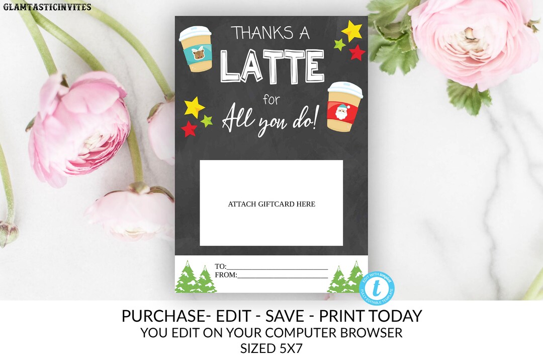 Gift Card Holder Printable, Teacher Christmas Gift Printable, Thanks a ...