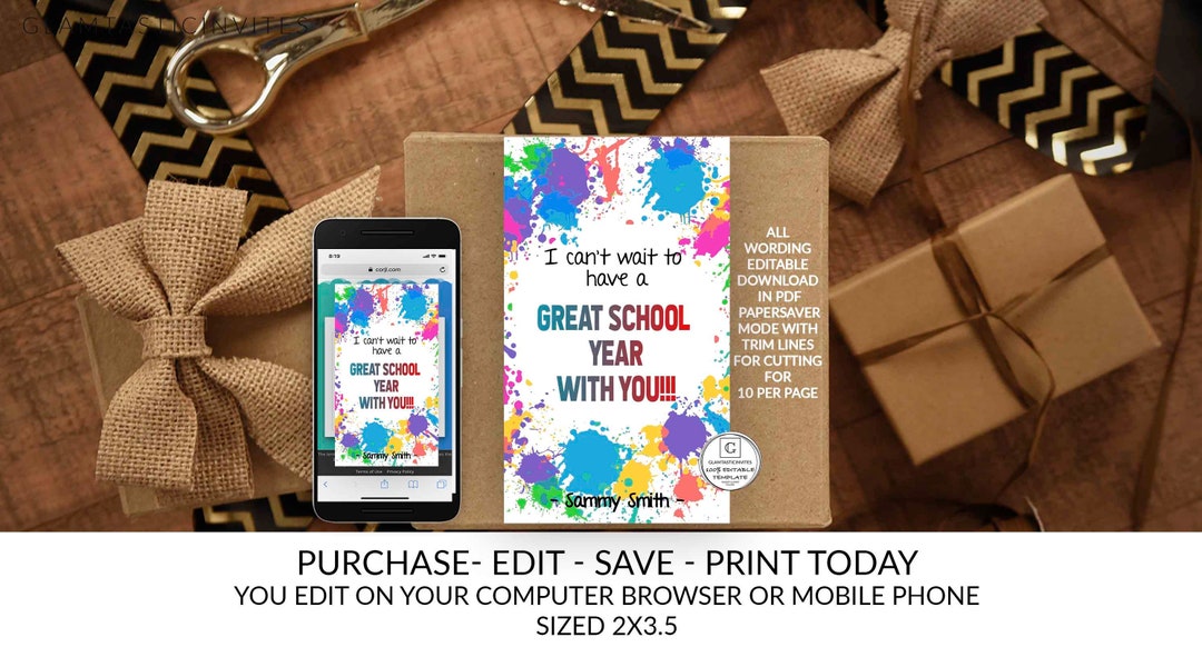 Back to School First Day School Teacher Tags Template Editable ...