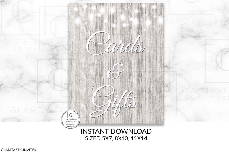 Printable Wedding Sign Cards and Gifts Sign Rustic Wedding | Etsy