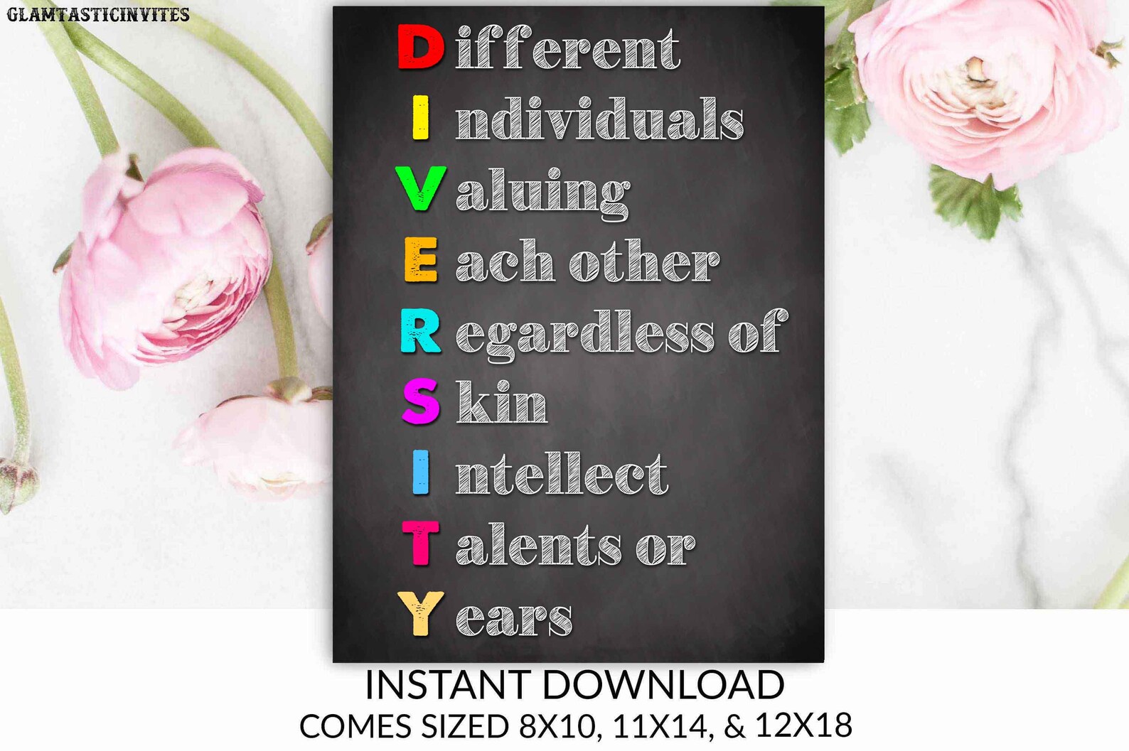 Diversity Inspirational Classroom Poster Sign, Classroom Decor, School ...