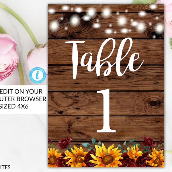 Sunflower Table Numbers - Etsy
