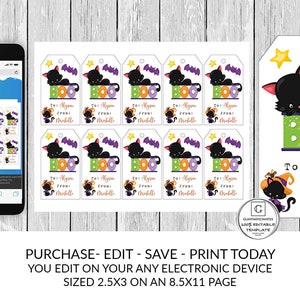 Editable BOO Halloween Tags, Trick or Treat Favor School Tags Template ...